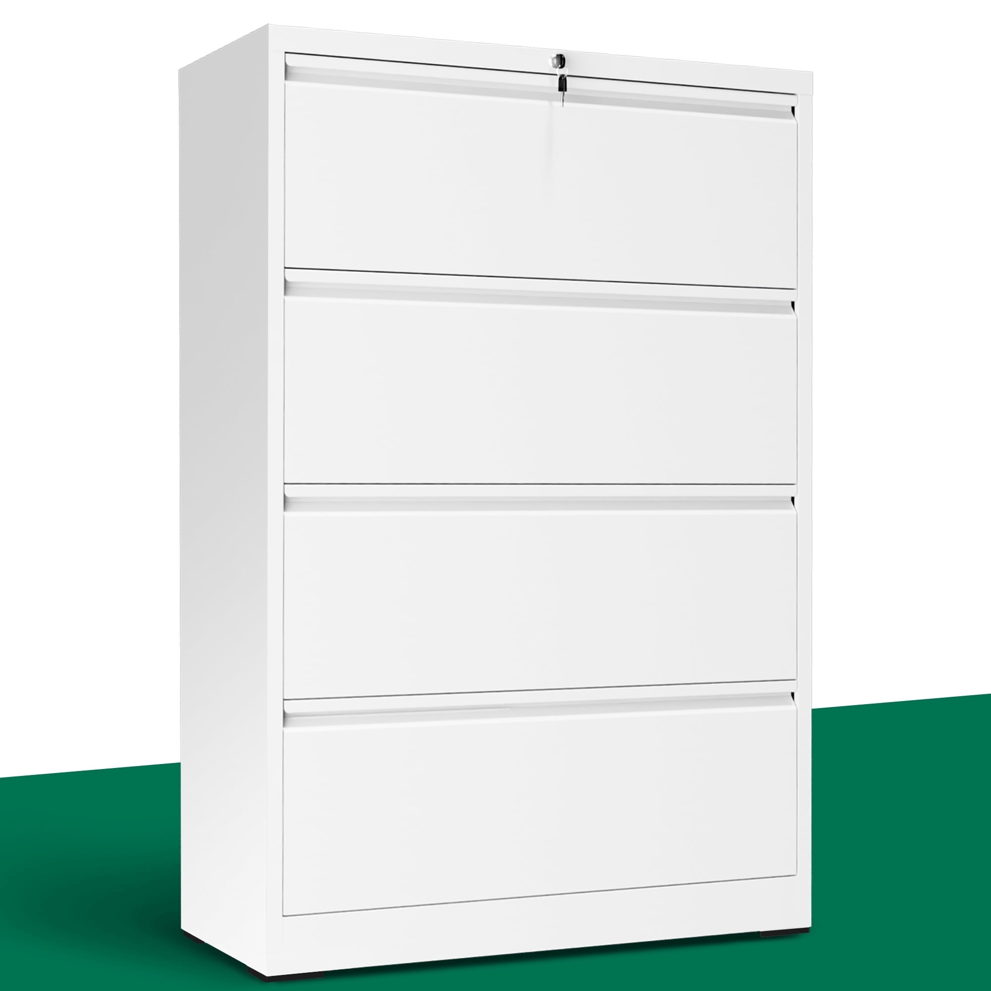 4 Drawer Lateral File Cabinet with Lock, Steel Office Filing Cabinet ...