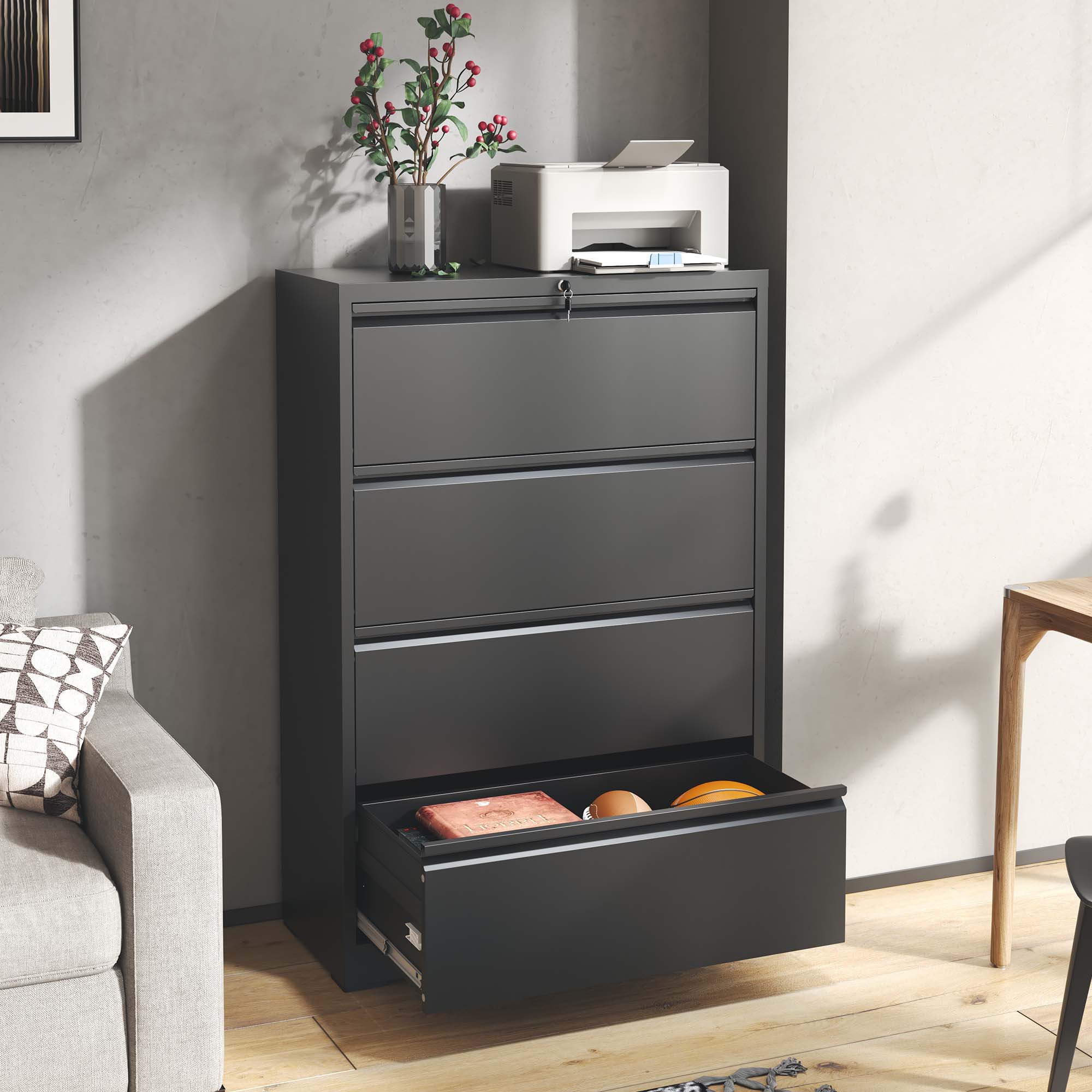 Dextrus 2-Drawer Lateral File Cabinet with Lock, Wide Metal Stainless ...