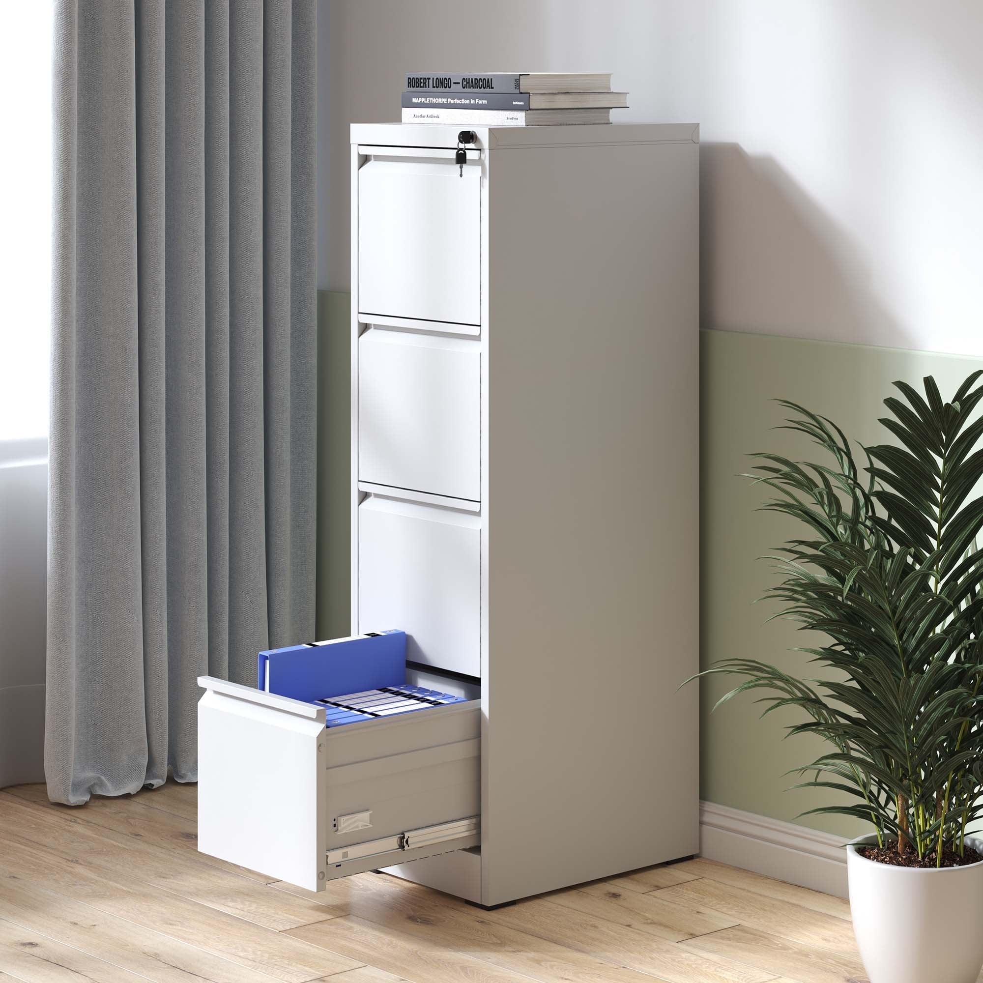 IKIMI Durable Metal Storage Cabinet with Lock, 4 Drawer Steel Filing Cabinets for Home Office ...