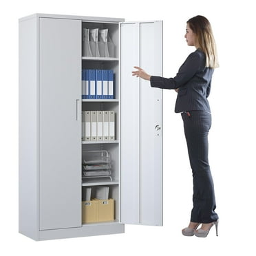 WORKPRO Black Small Industrial Metal Storage Cabinet with Doors and ...