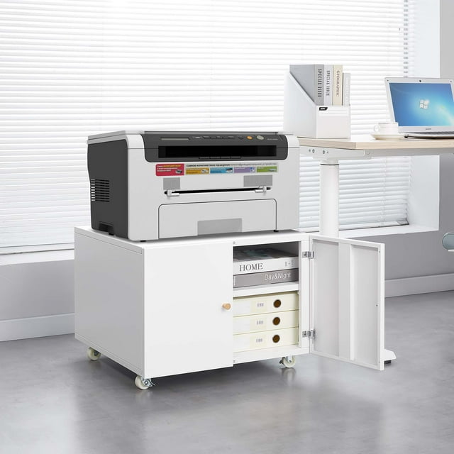 IKIMI Metal Printer Stand with Storage Mobile Printer Tables for Small ...