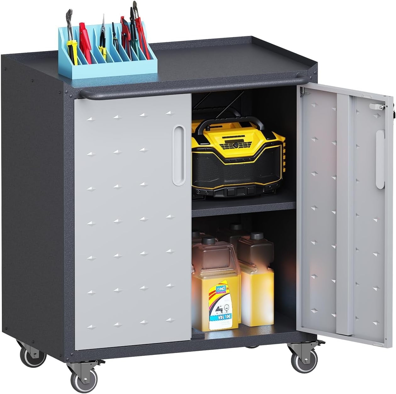 IKIMI Metal Storage Cabinet with Wheels Rolling Tool Cabinets with ...