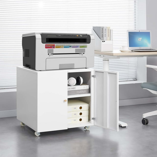 IKIMI Office Copier File Cabinet, Mobile Lateral Filing Cabinet with 2 ...