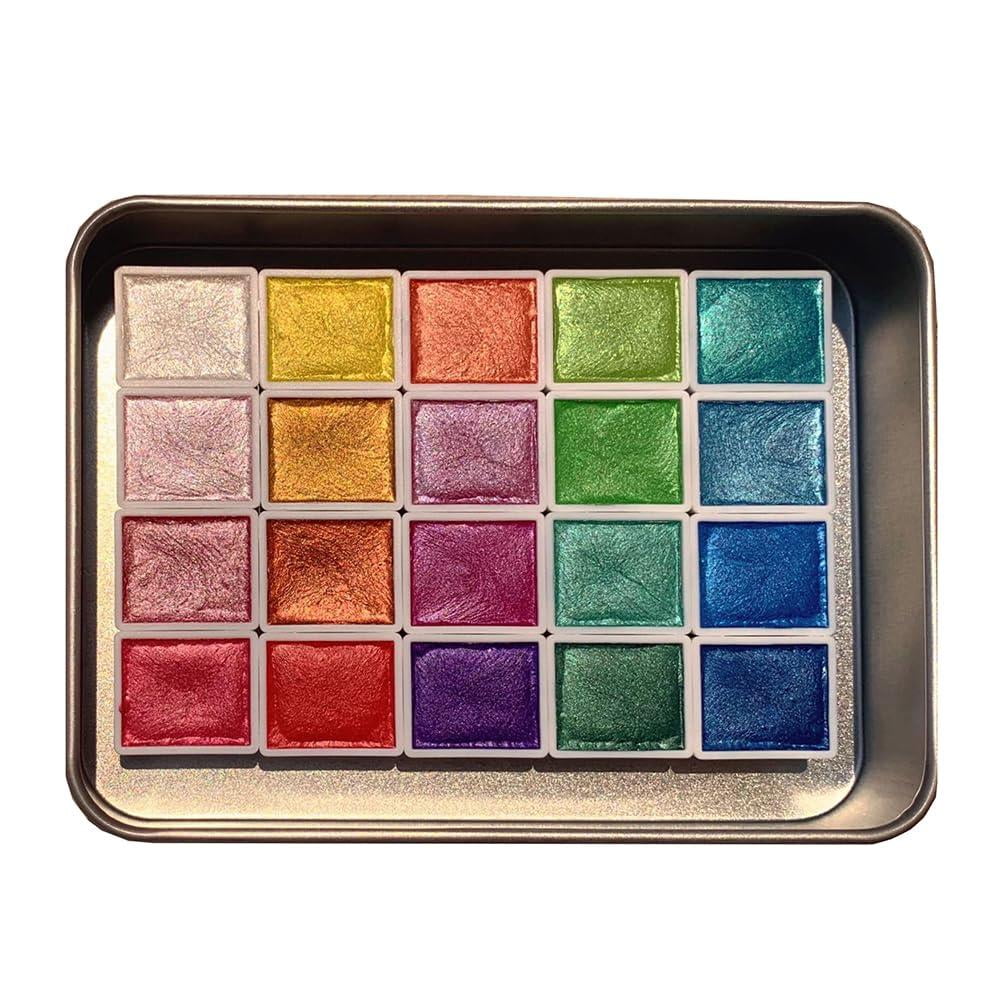 IKOMMI 20 Colors Watercolor Painting Set, Metallic Watercolor Paint Set ...