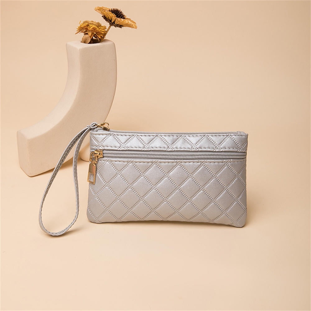 IKOMMI Long PU Leather Double Zipper Clutch Women's Cell Phone Bag Coin ...