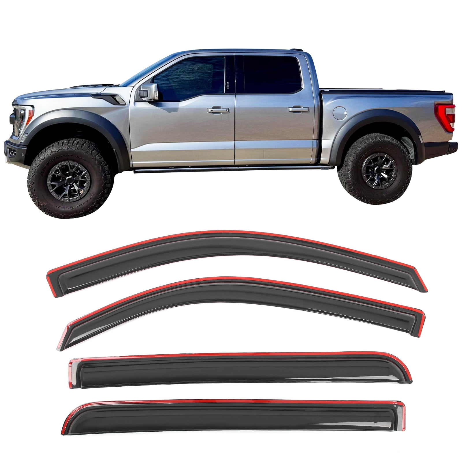 Ikon Motorsports In-Channel Window Visors for 2019-2025 Ram 1500 Crew ...