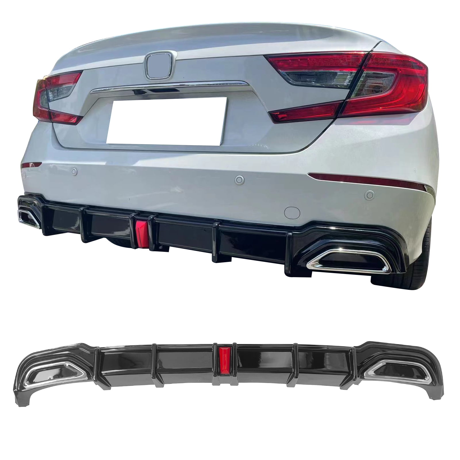 Ikon Motorsports Rear Bumper Lip Diffuser, Fits 2018-2022 Honda Accord ...