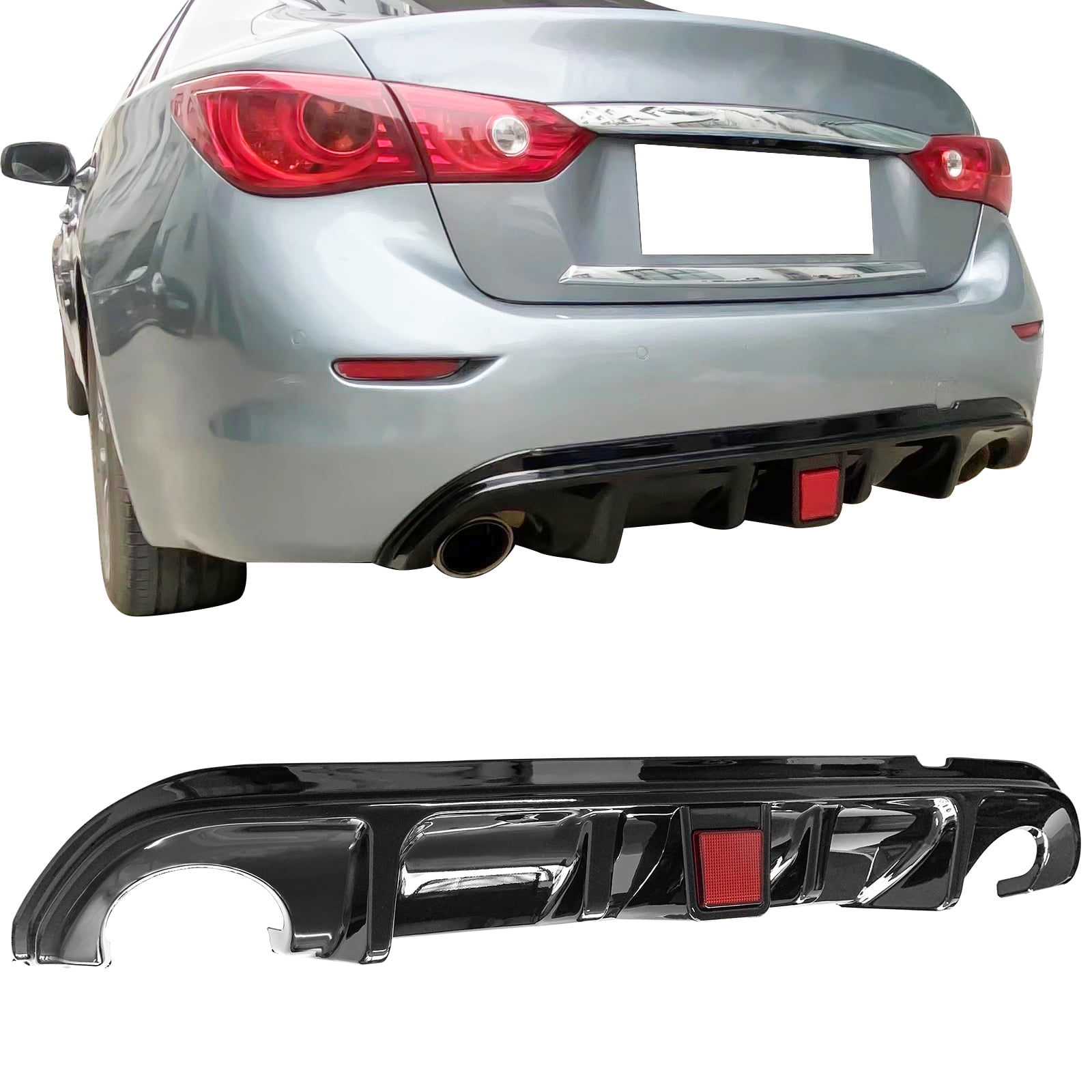 IKON MOTORSPORTS, Rear Diffuser Compatible With 2014-2017 Infiniti Q50 ...