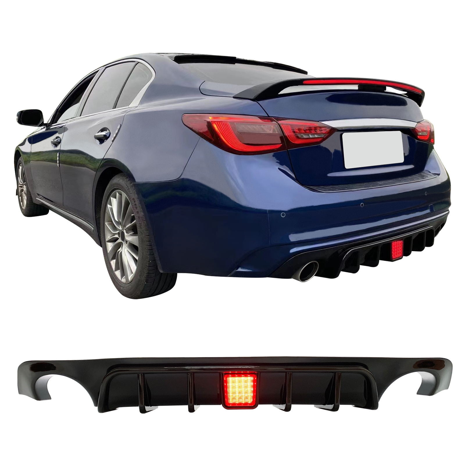 Ikon Motorsports Rear Diffuser, Fits 2018-2024 Infiniti Q50, Gloss ...