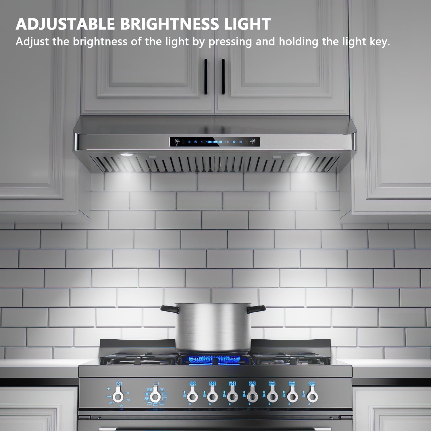 IKTCH 42 Inch 900-CFM Stainless Steel Under Cabinet Range Hood with ...