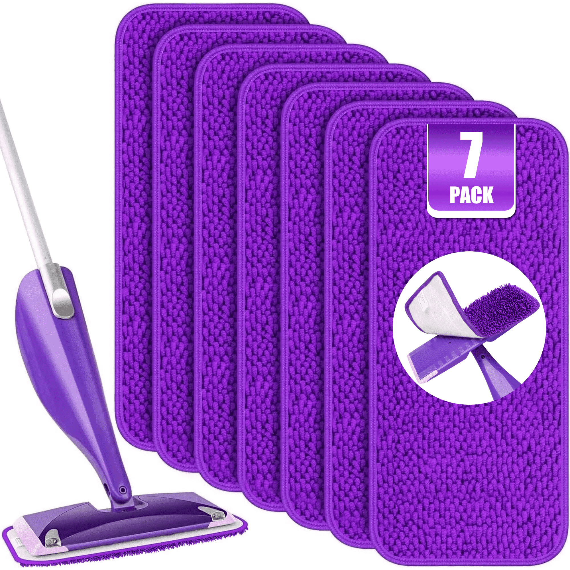 ILAVCLEAN 7 Pack Reusable Mop Pads for SwifferWet Jet, Microfiber Mop ...