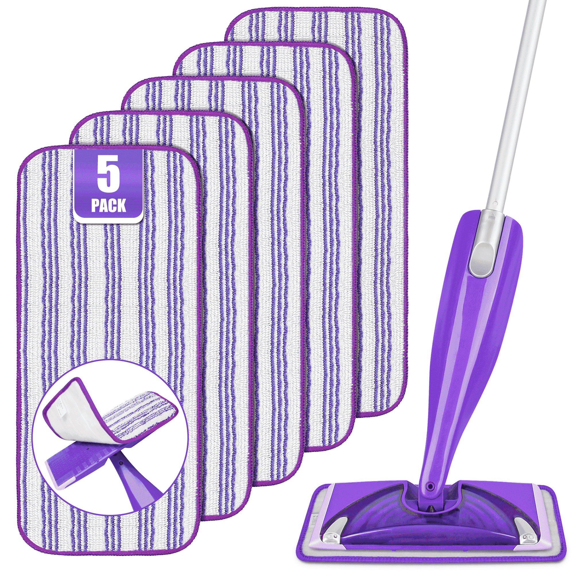ILAVCLEAN Reusable Mop Pads for SwifferWet Jet Refills 5 Pack ...