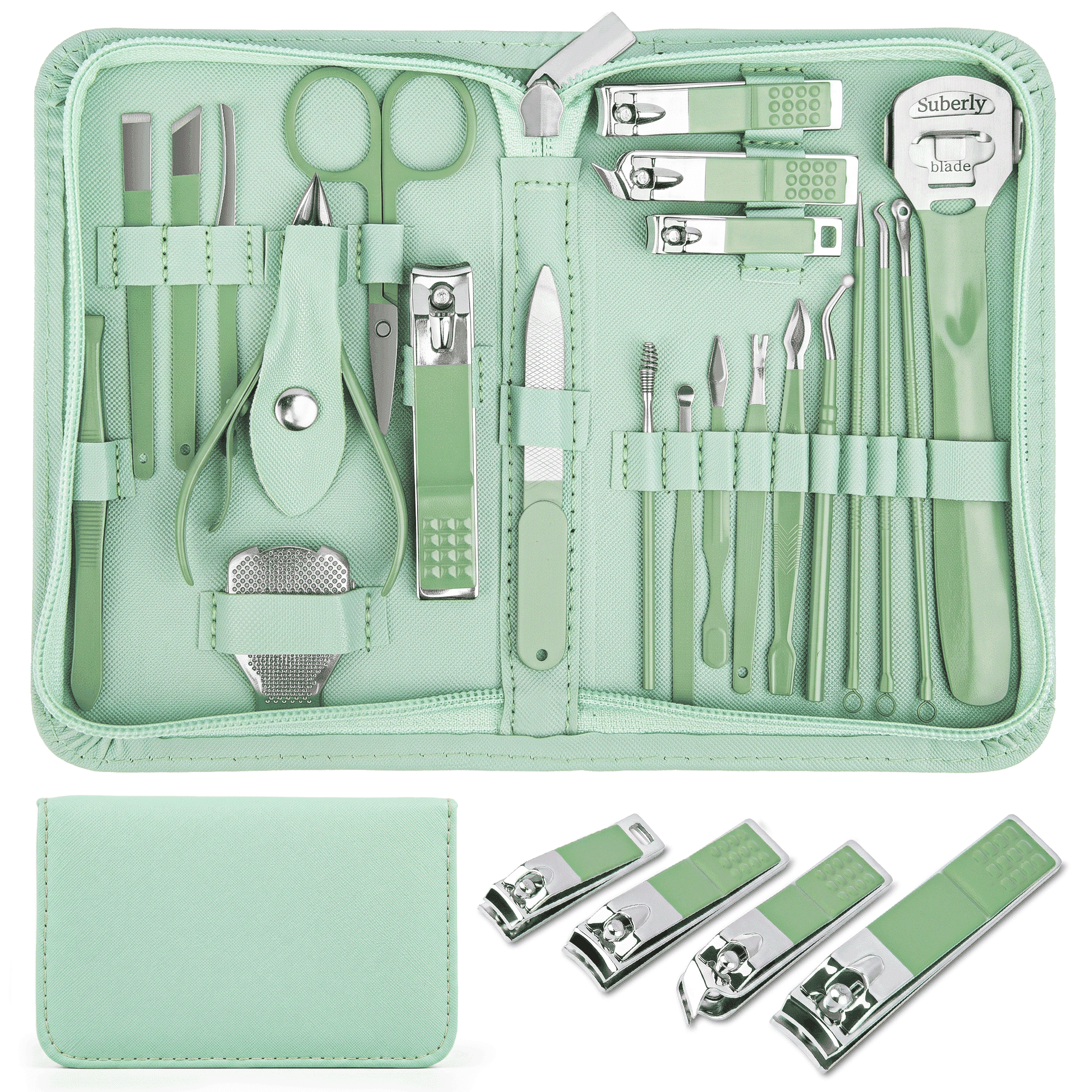 ILAVYO 22pcs Manicure Set, Stainless Steel Nail Clippers with Leather ...