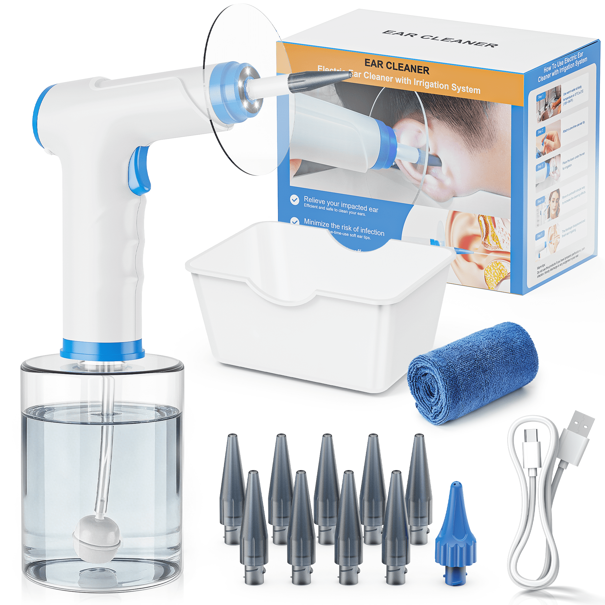ILAVYO Electric Ear Wax Removal Kit, Ear Irrigation Cleaner with Light ...