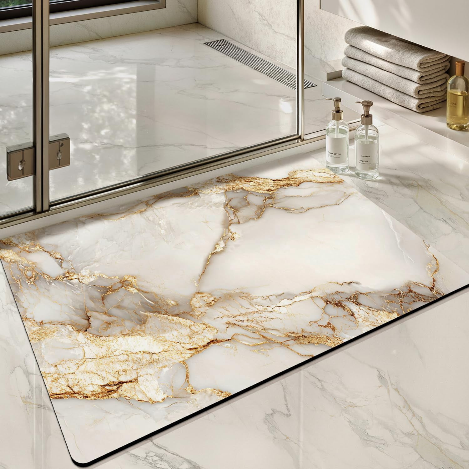 ILIPS Ultra Thin Bath Mat, Non Slip Quick Dry Rugs,Absorbent Marble ...