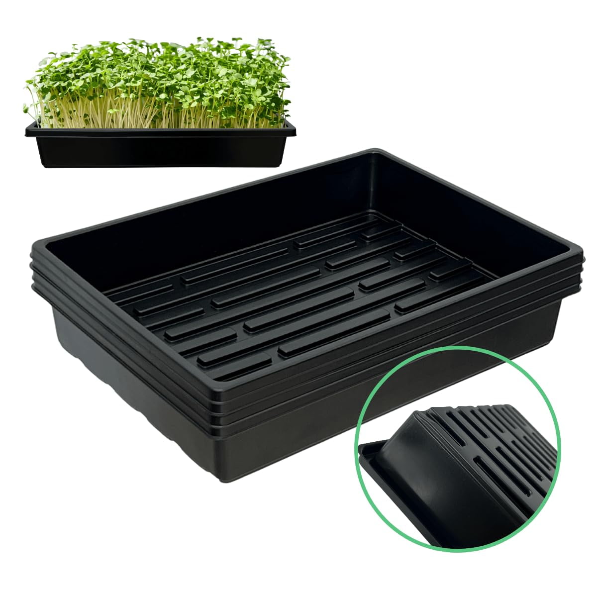 ILITING Heavy-Duty Extra Thick Seed Starting ITL1 Trays 5 Reusable ...