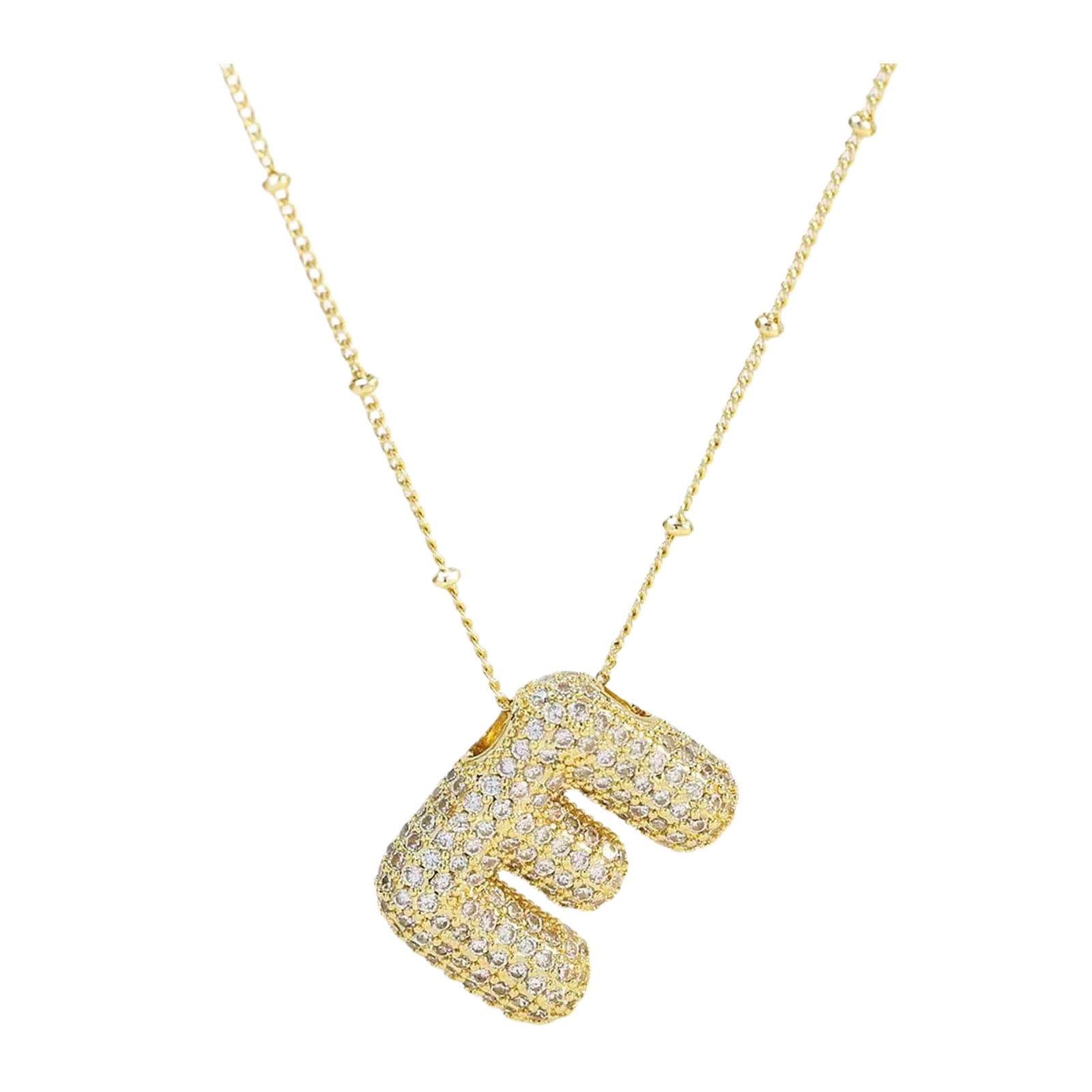ILJNDTGBE A Z Bubble Letter Necklace Gold Balloon Initial Necklaces ...