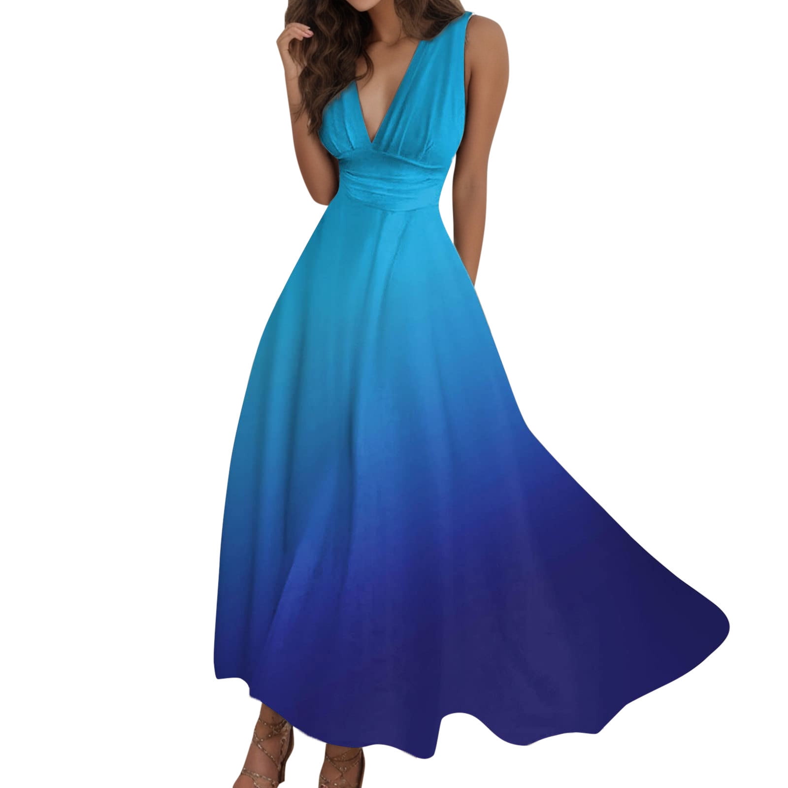 Iljndtgbe Womens Casual Summer Dress Maxi Dress Women Summer Deep V