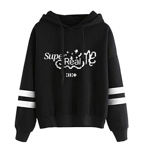 ILLIT merch Super Real Me hooded drawstring pocketless sweatshirt men ...