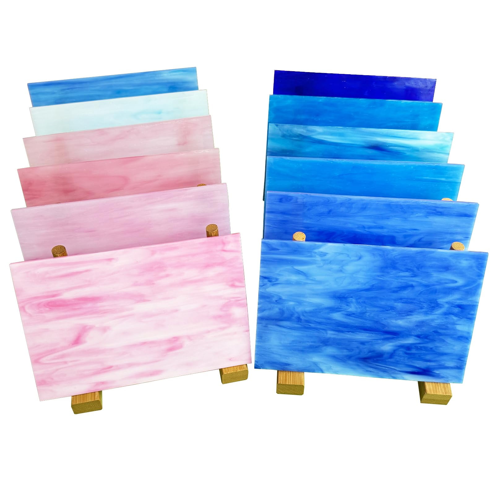 ILLUCKAI 12 Sheets Mixed Pink and Blue Stained Glass Sheets, 4 x 6 inch ...
