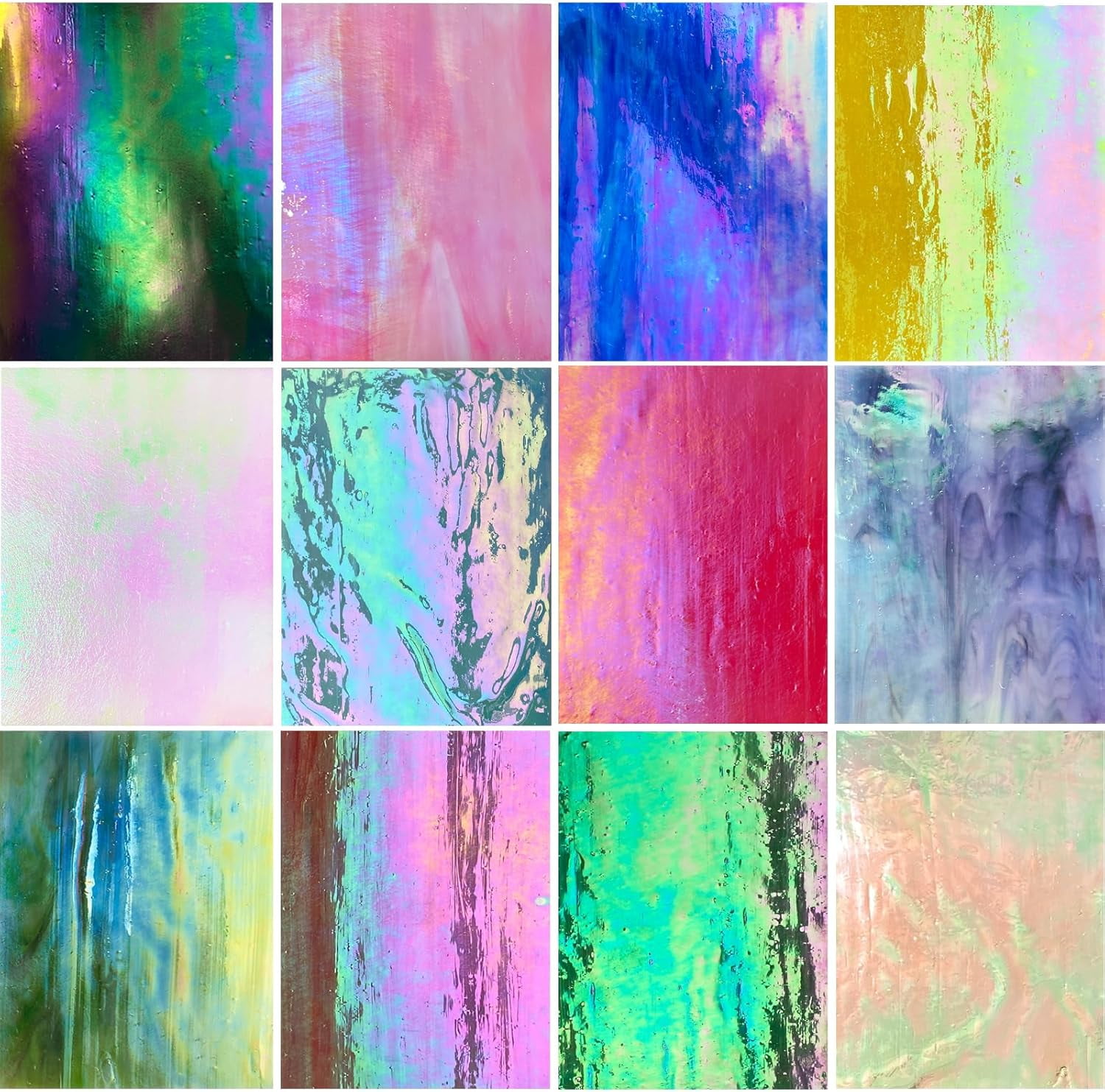 ILLUCKAI12 Sheets Iridescent Stained Glass Sheet, 4 X 6 Inch Rainbow ...