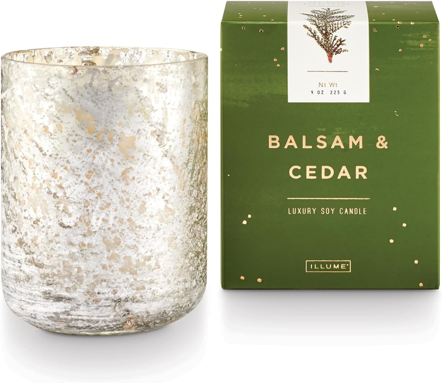 ILLUME Noble Holiday Balsam & Cedar Soy Candle, Small Mercury Glass ...