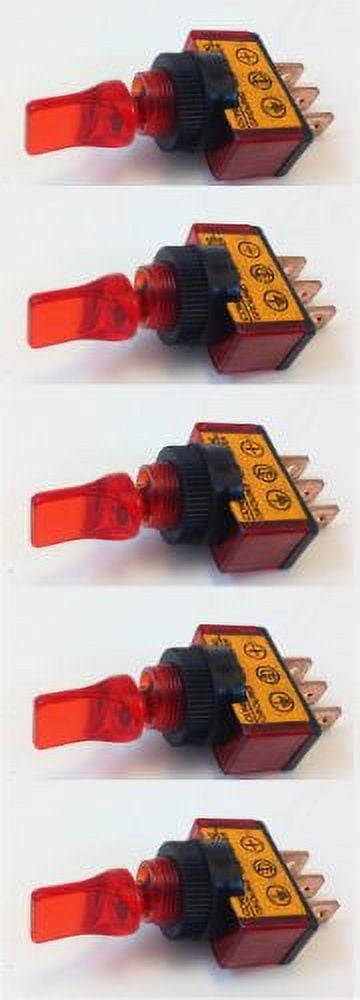 ILLUMINATED TOGGLE SWITCH ON/OFF 20 AMP 12VDC COLOR (5 PACK, RED ...