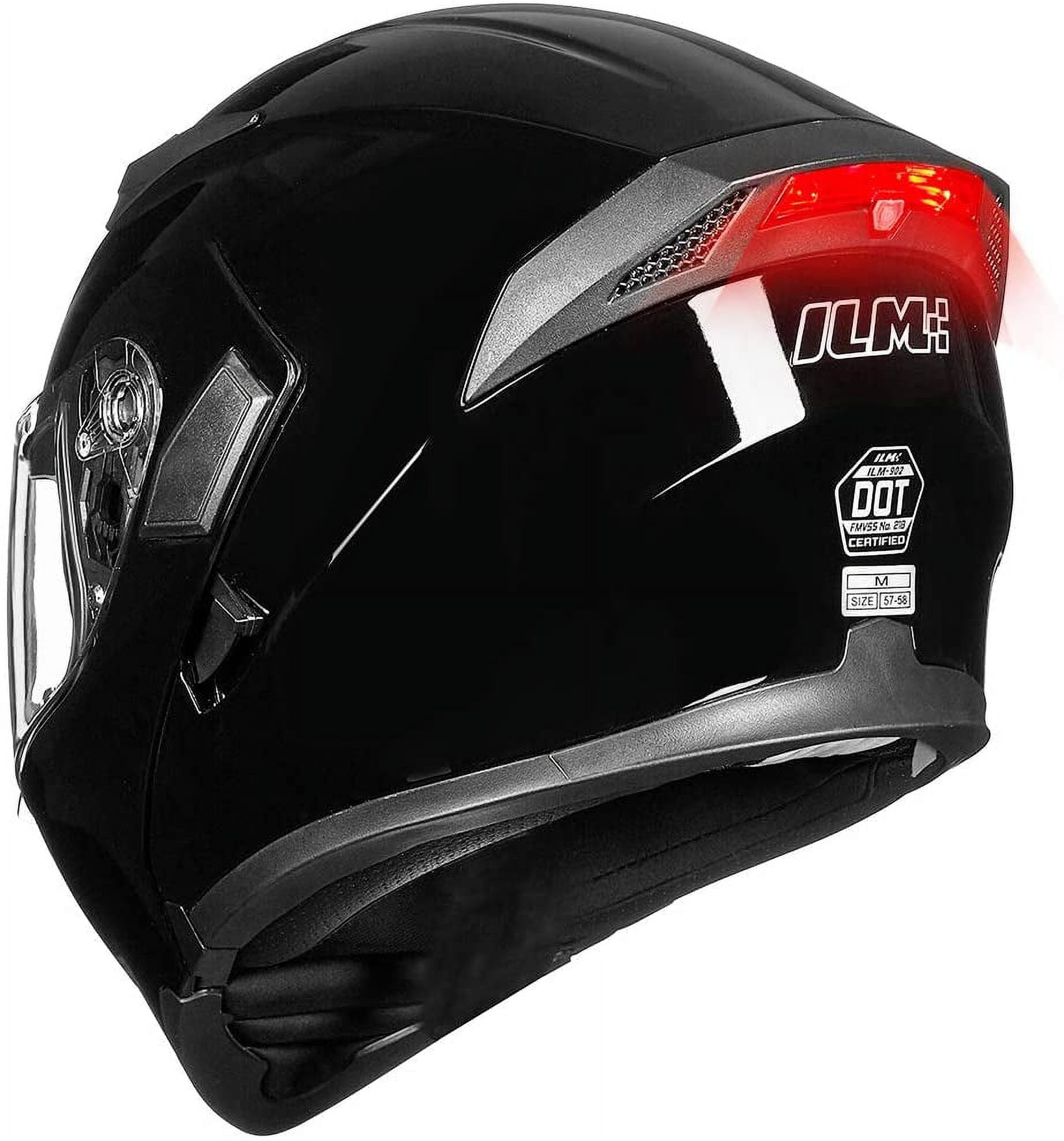 ILM Motorcycle Dual Visor Flip up Modular Full Face Helmet DOT LED ...