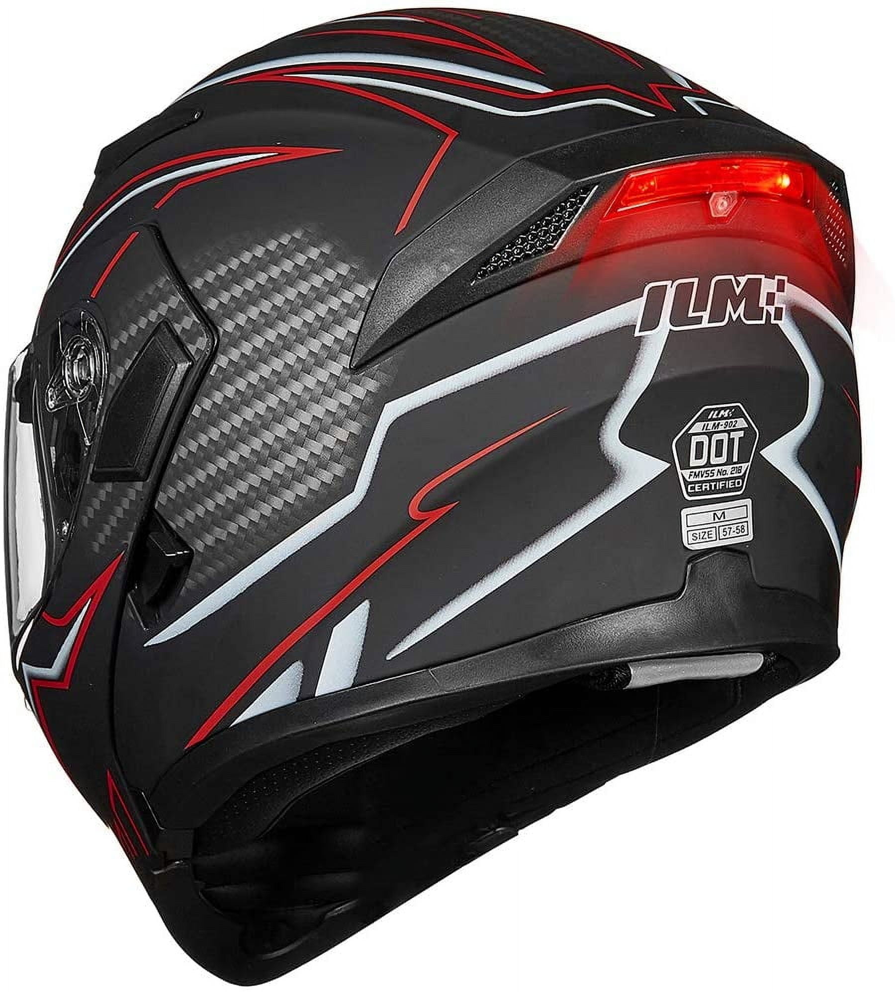 ILM Motorcycle Dual Visor Flip up Modular Full Face Helmet DOT LED ...