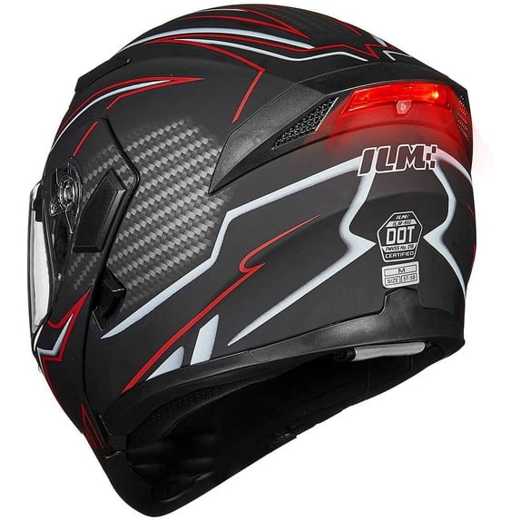 ILM Motorcycle Dual Visor Flip up Modular Full Face Helmet DOT LED ...