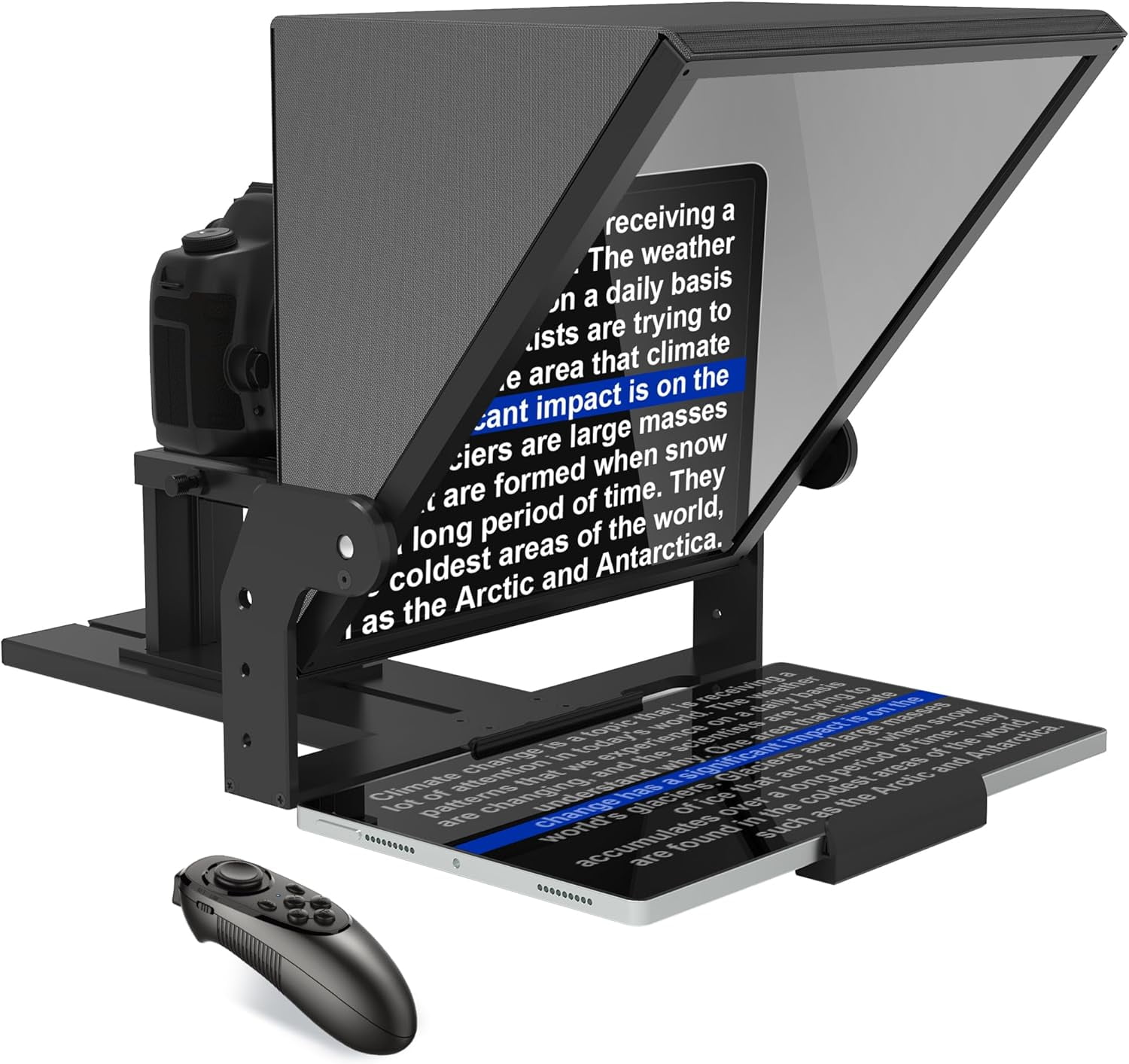 16” Wide-Angle Teleprompter | HD Glass | Adjustable Height | Works with ...