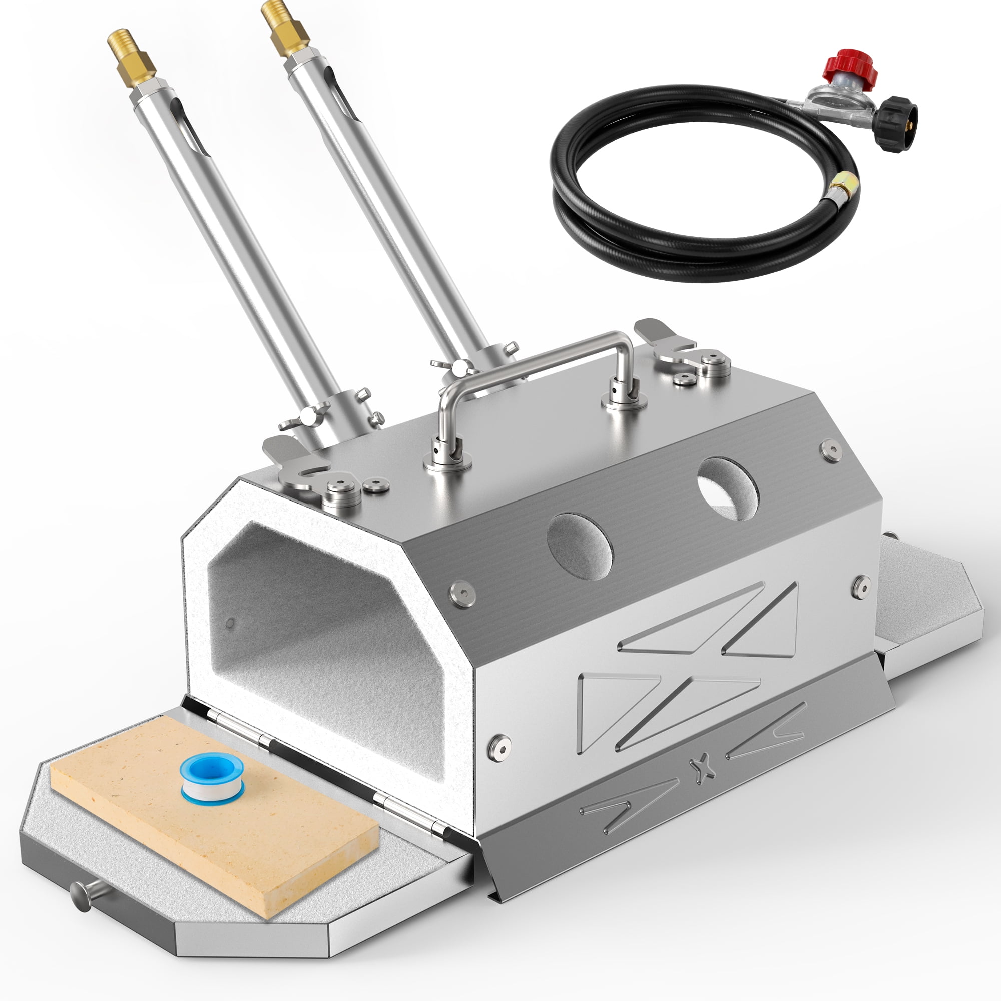 ILOKNZI 2 Burner Propane Gas Forge with Double Doors, Portable ...