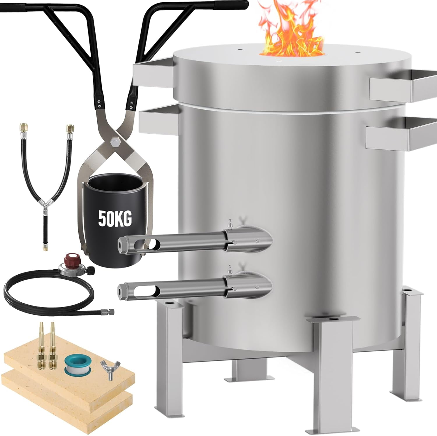 ILOKNZI 50kg Propane Melting Furnace Kit – Stainless Steel Foundry with ...