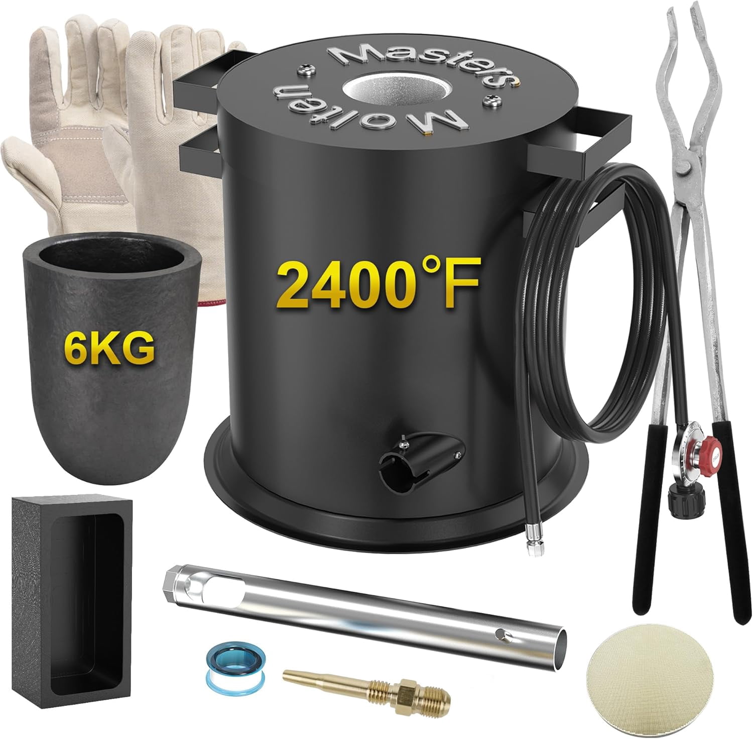 ILOKNZI 6KG Propane Melting Furnace Kit with Gloves – 2400℉ High ...