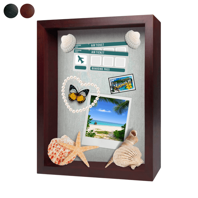 ILOT 11"x14" Mahogany Shadow Box Frame - Memory Box for Keepsakes ...