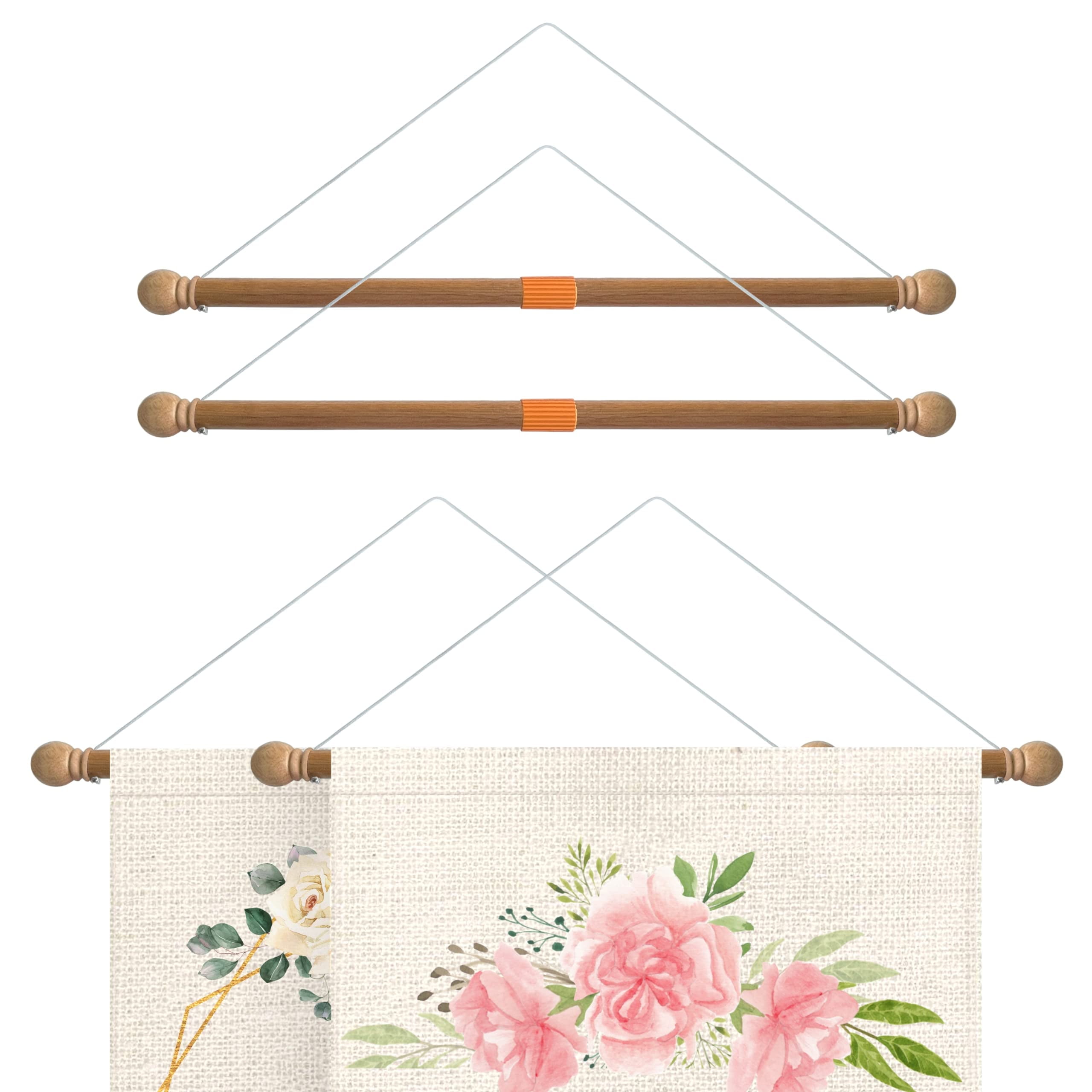ILOT 35" Wooden Banner Pole - Wall Flag Hanger with 2-Piece ...