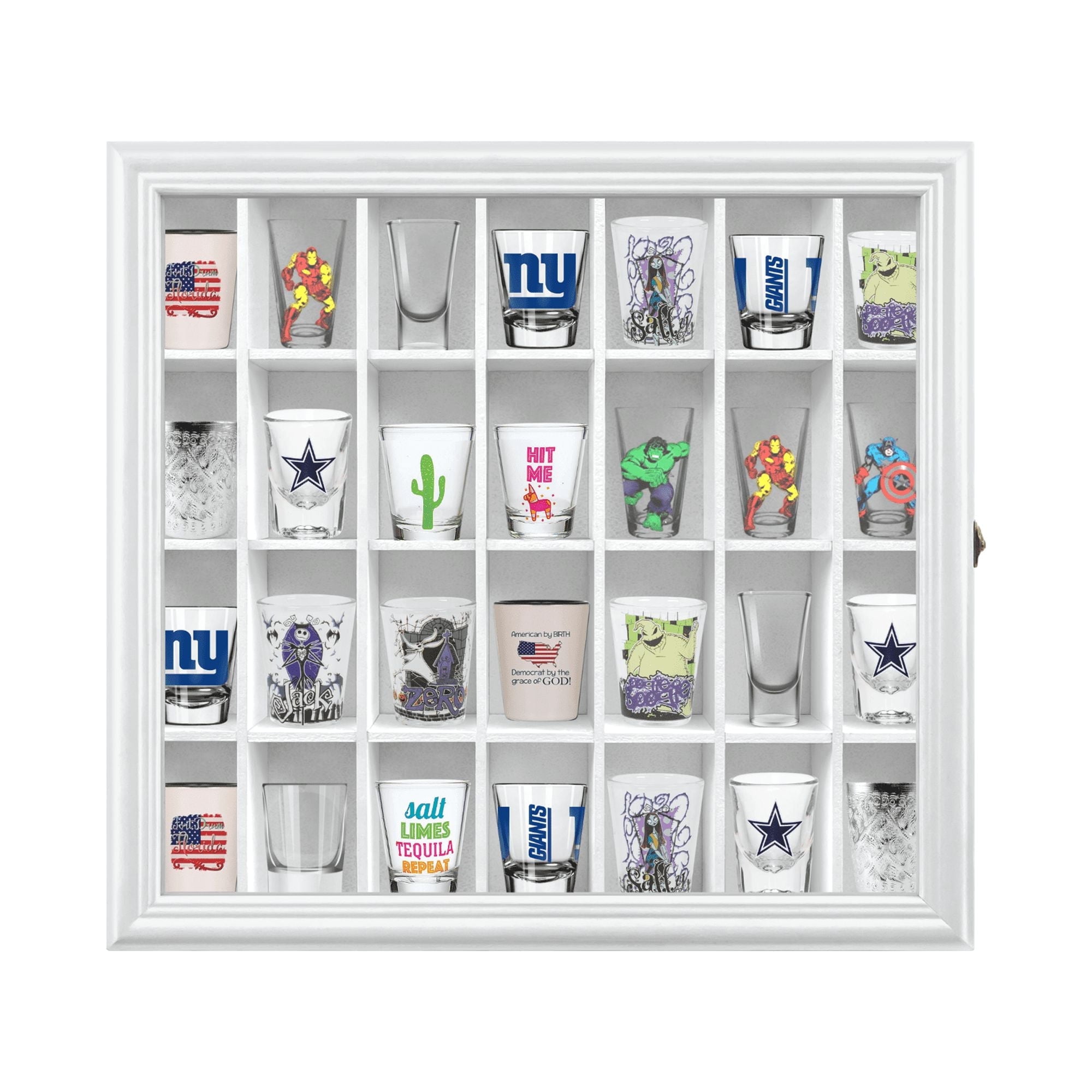ILOT Shot Glass Display Cabinet Solid Wood - Large Display Case for ...