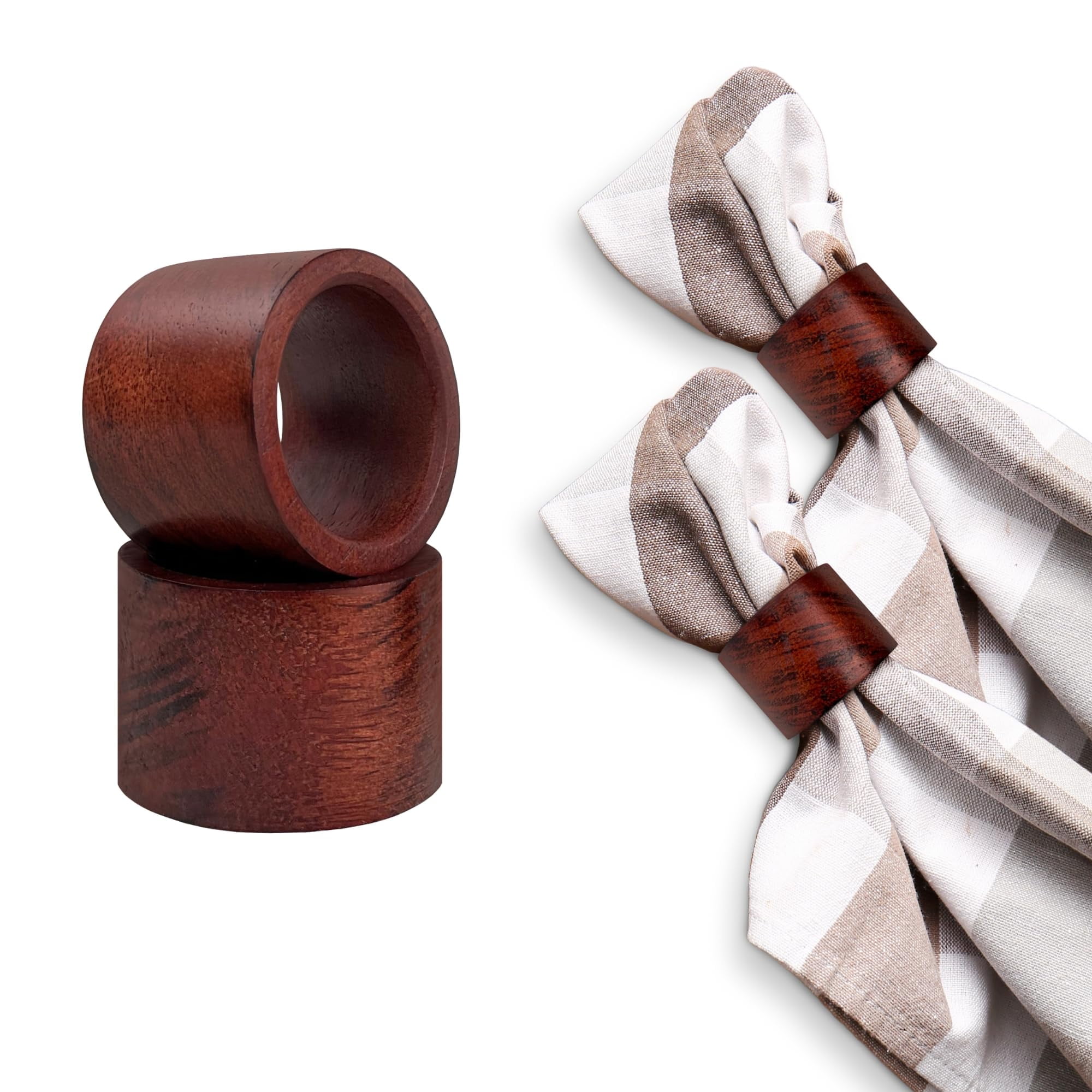 ILOT Wooden Napkin Rings Set of 12 Handmade Napking Holders for Dining ...