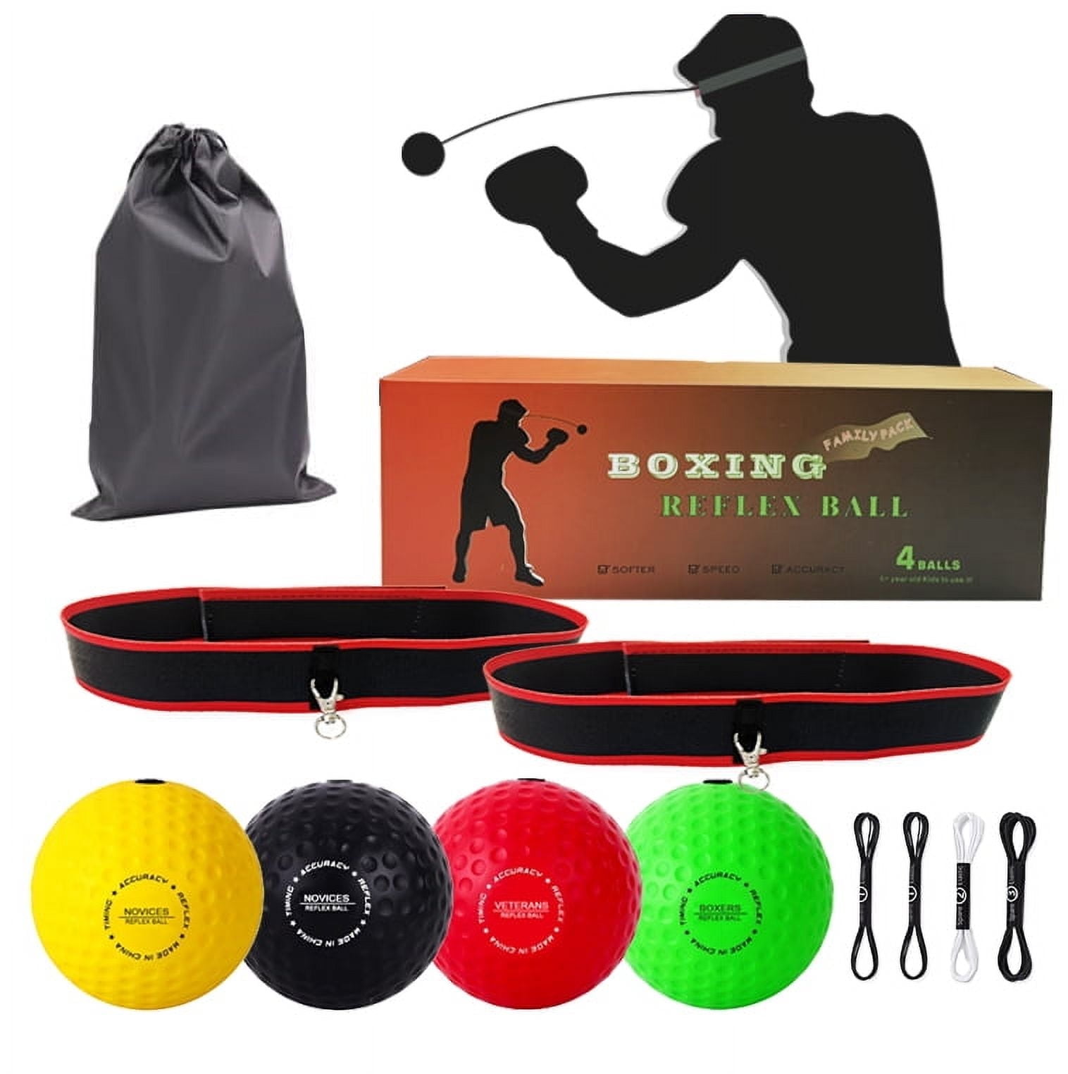ILSZBKE Boxing Reflex Ball Set - Includes 4 Different Balls and 2 ...
