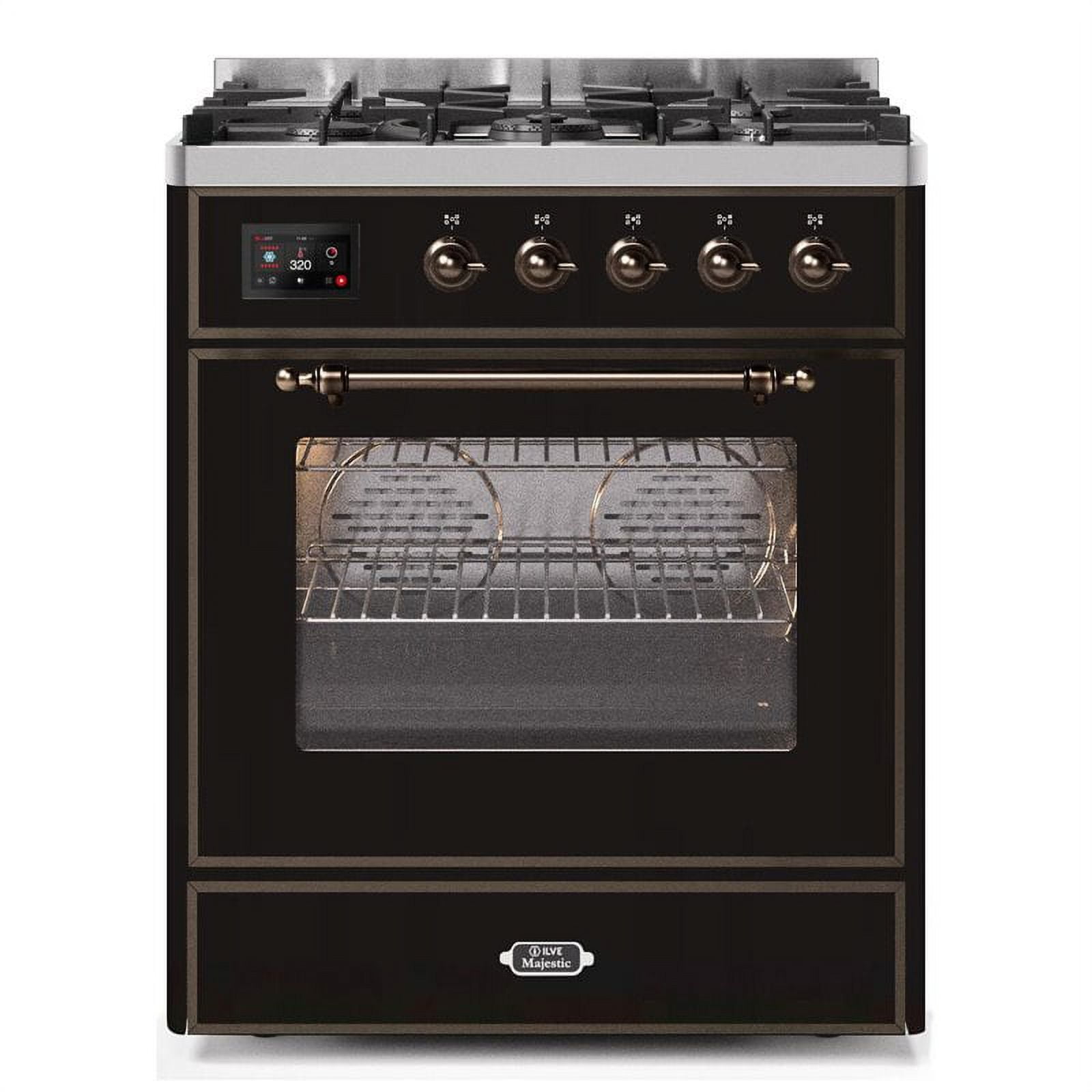 ILVE Majestic II 30" NG Glass Door Modern Metal Range in Glossy Black/Bronze - Walmart.com