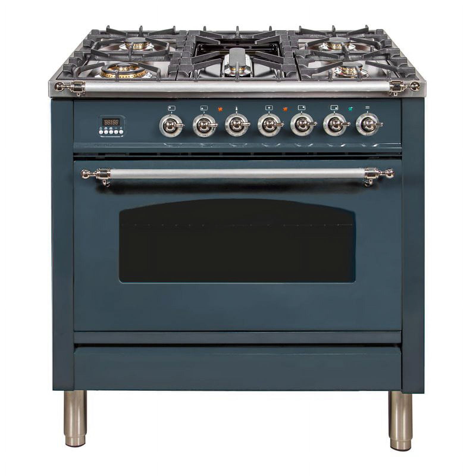 ILVE Nostalgie 36" NG Metal Single Oven Dual Fuel Range in Blue Gray ...