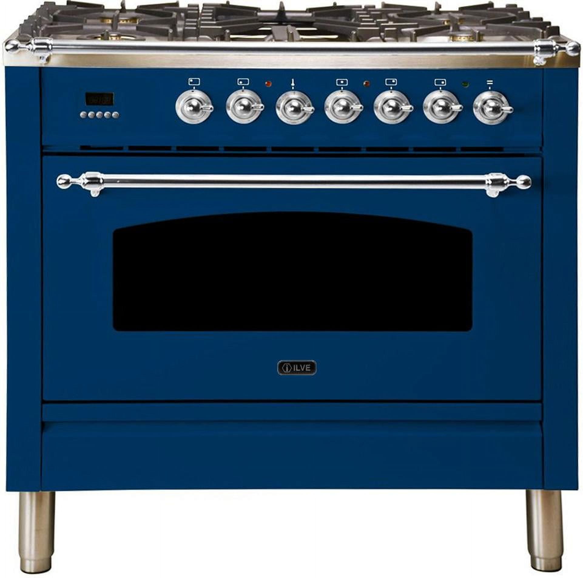 ILVE Nostalgie 36" NG Metal Single Oven Dual Fuel Range in Midnight ...