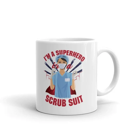 IM A Superhero in a Scrub Suit Coffee Tea Ceramic Mug Office Work Cup ...