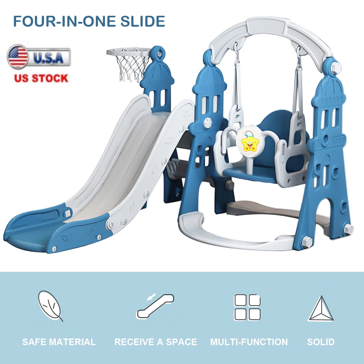 IM Beauty 4 in 1 Toddler Slide and Swing Set Play Ground for Kids ...