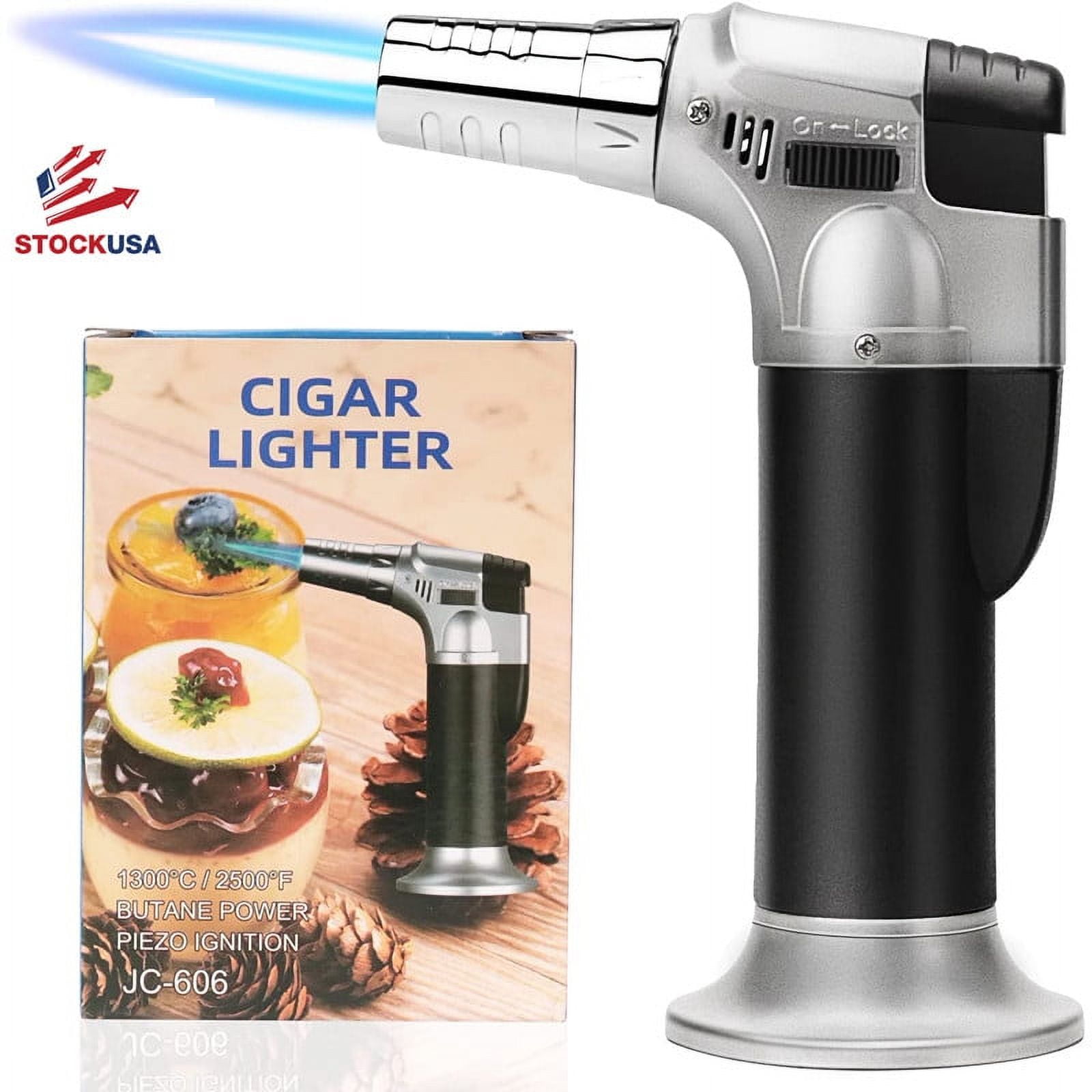 Refillable Butane Torch, Kitchen Lighter with Safety Lock, Adjustable ...