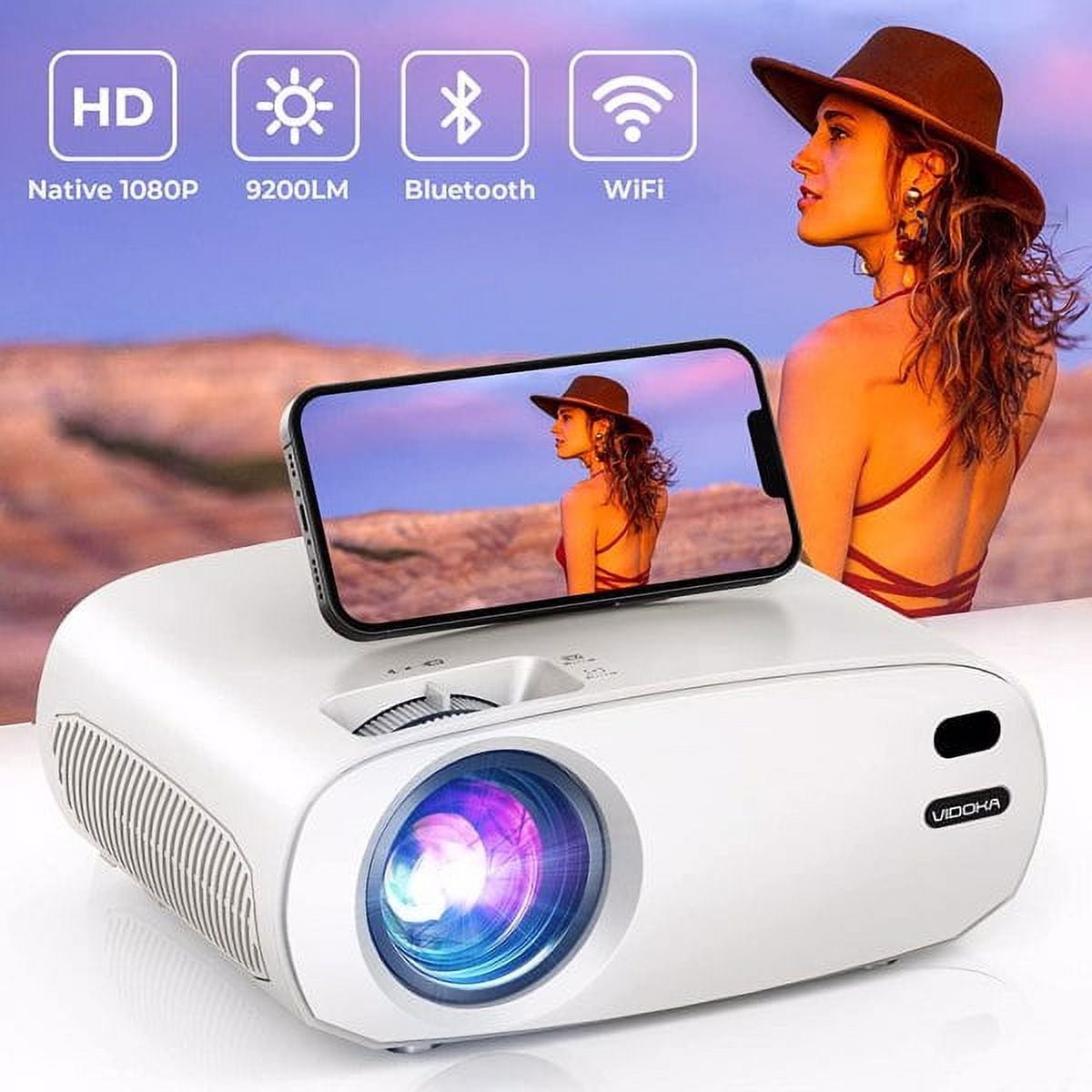 IM Beauty Mini Bluetooth Projector, Outdoor Movie Projector with 100 ...