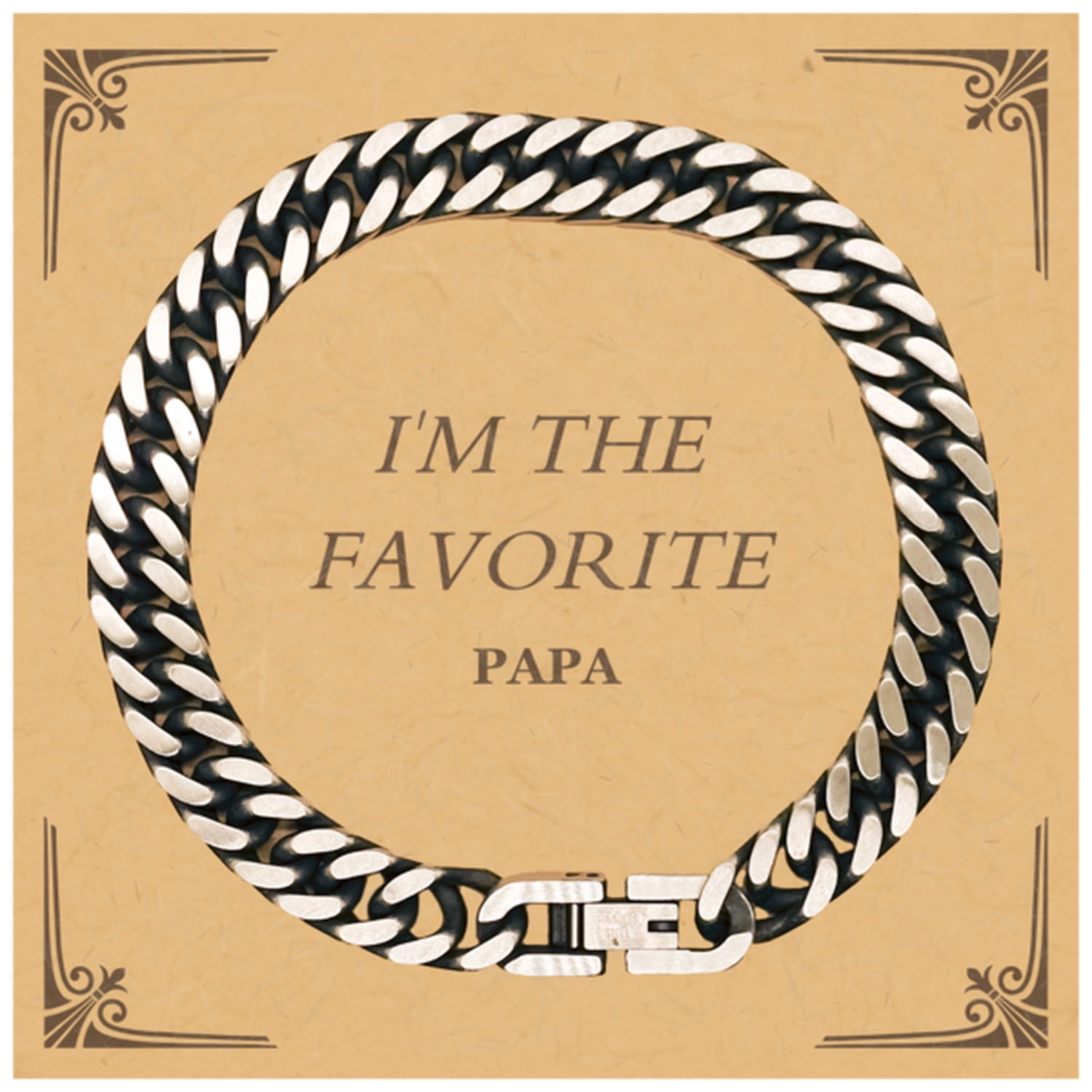 IM THE FAVORITE Papa Cuban Link Chain Bracelet for Birthday and ...