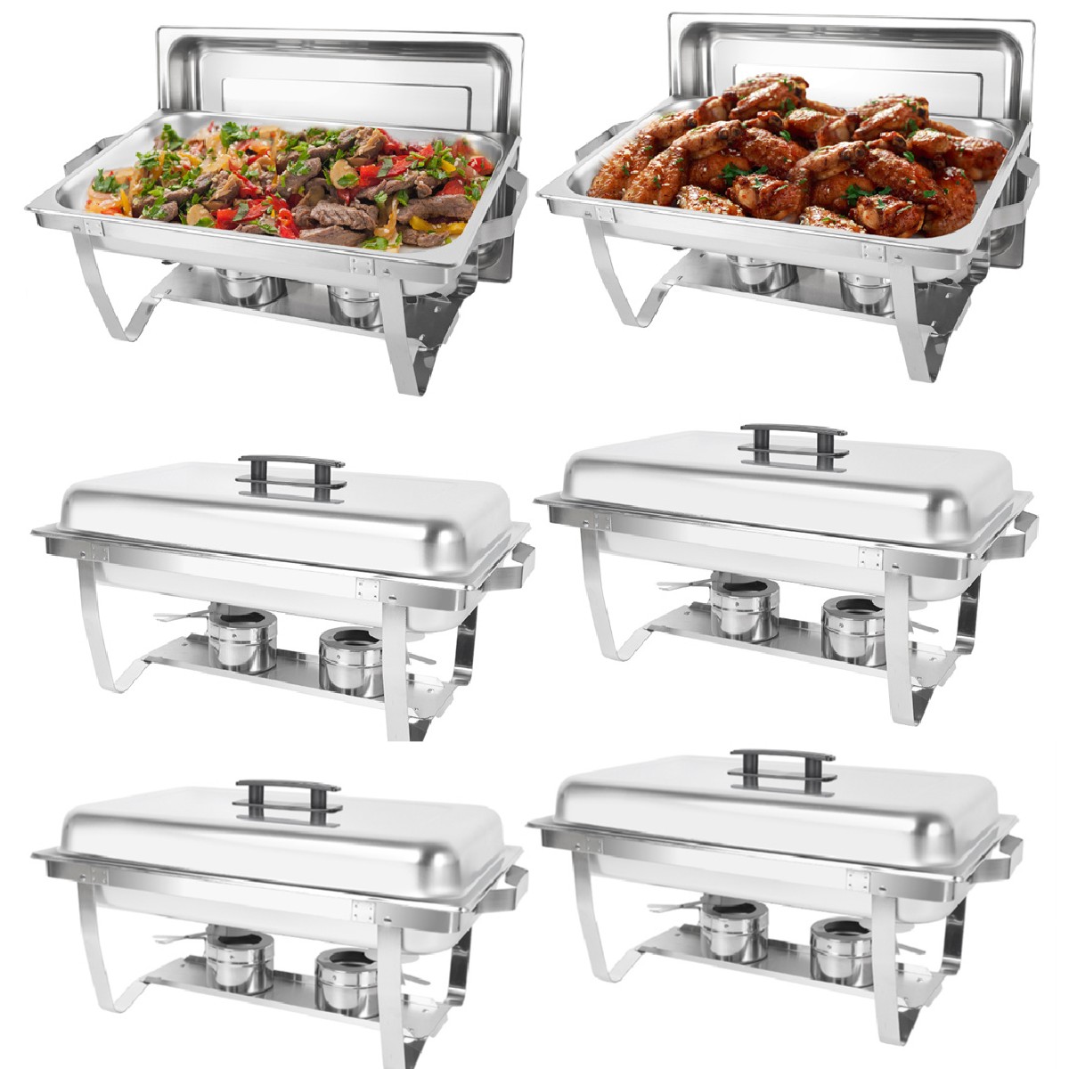 HomGarden 4 Packs 8QT Full Size Chafing Dish, Rectangular Stainless ...