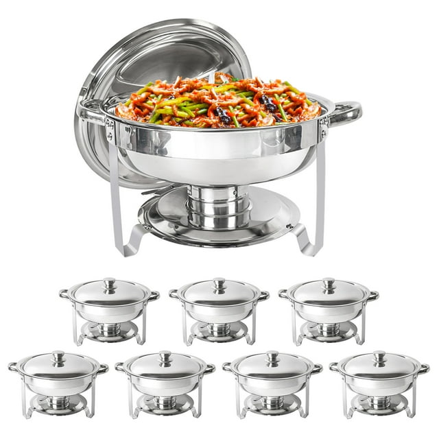 IMACONE 5QT Stainless Steel Chafing Dish Buffet Set, 8-Pack Round ...