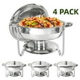 IMACONE Chafing Dish Buffet Set, 5Qt 4-Pack Stainless Steel Round Catering Warmer Set for ...